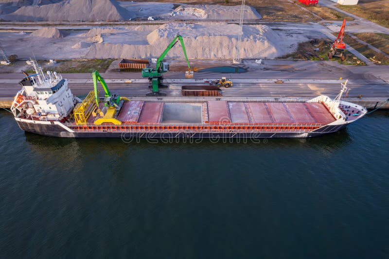 Ð¡argo Ship is Loaded with Sand at the Port Stock Image - Image of dock ...