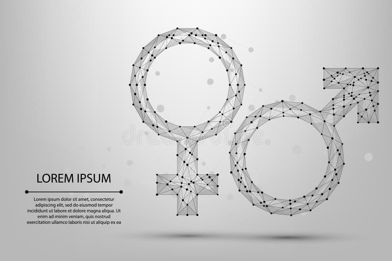 Abstract Mesh Line and Point Male and Female Symbols. Low Poly ...
