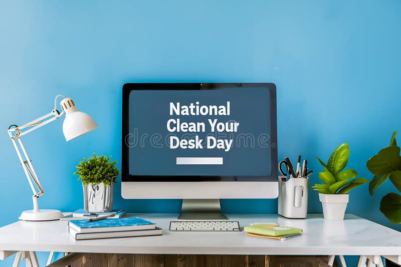 ?lean Workspace with Text National Clean Your Desk Da Stock Image ...