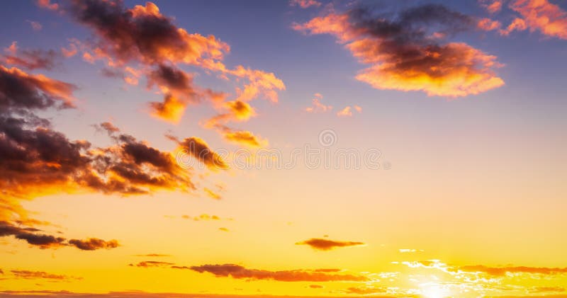 Ð¡loudy Sky Illuminated by the Rays at Sunset or Sunrise Stock Image ...