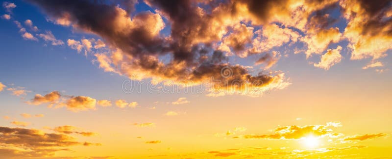 Ð¡loudy Sky Illuminated by the Rays at Sunset or Sunrise Stock Image ...
