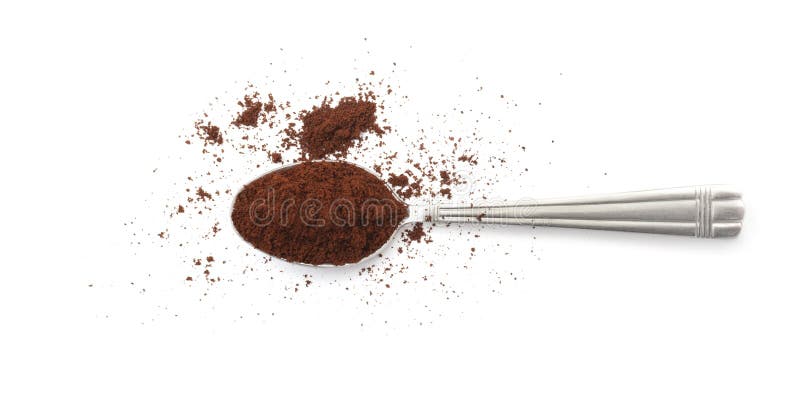 Ð¡offee Powder on Spoon Isolated on White Stock Image - Image of brown ...