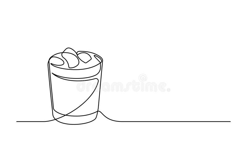 Continuous One Line Drawing of Cocktail Drink Stock Illustration ...