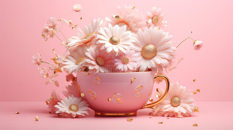 Ð¡up with Flowers Inside. Creative Floral Spring Bloom Concept Stock ...