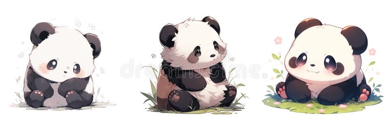 Ð¡ute Panda 2D 2D Beautiful Colorful Picturel AI Generated Stock ...