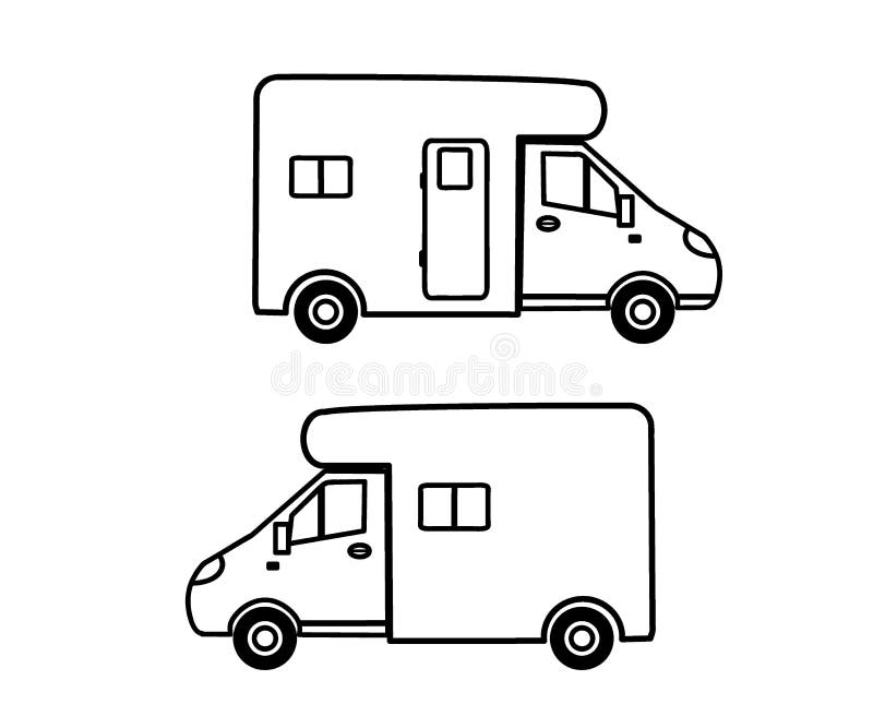Mobile Home on the Background. House on Wheels. Sketch Stock Vector ...