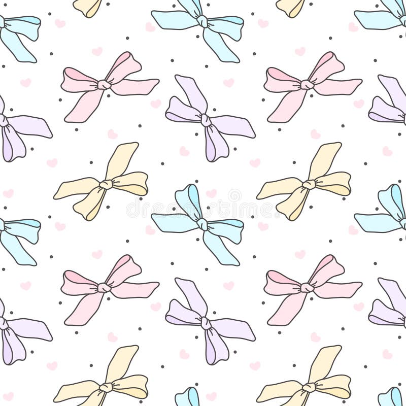 Coquette Pastel Bow Seamless Pattern Stock Illustration - Illustration ...