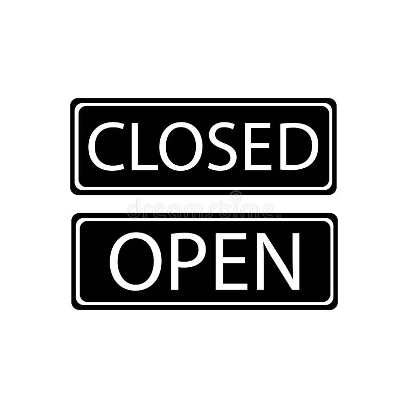 Icon Inscription Open, Closed. Sign Plate for the Interface of Stores ...