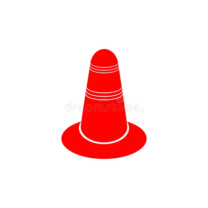 Road Safety Cone Flat Icon. Red Warning Sign. a Symbol Requiring ...