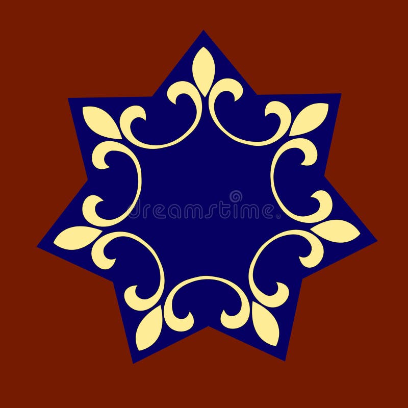 Star of Seven Rays. Blue on a Burgundy Background Stock Vector ...