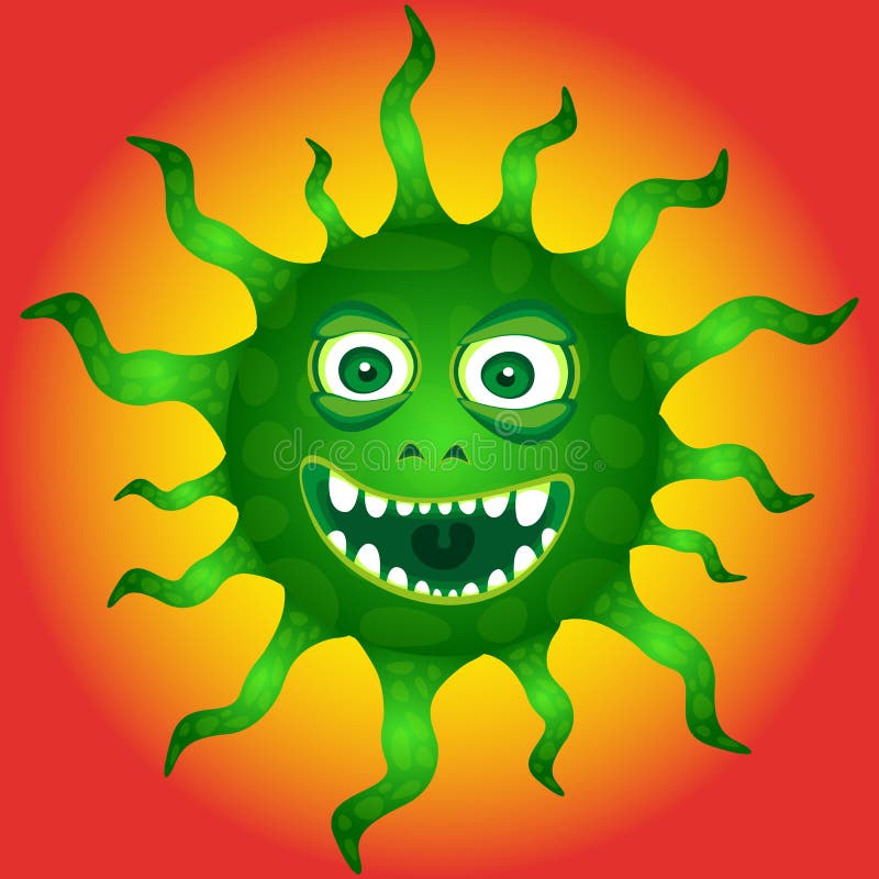 Microbe. Green Monster with Tentacles Stock Vector - Illustration of ...