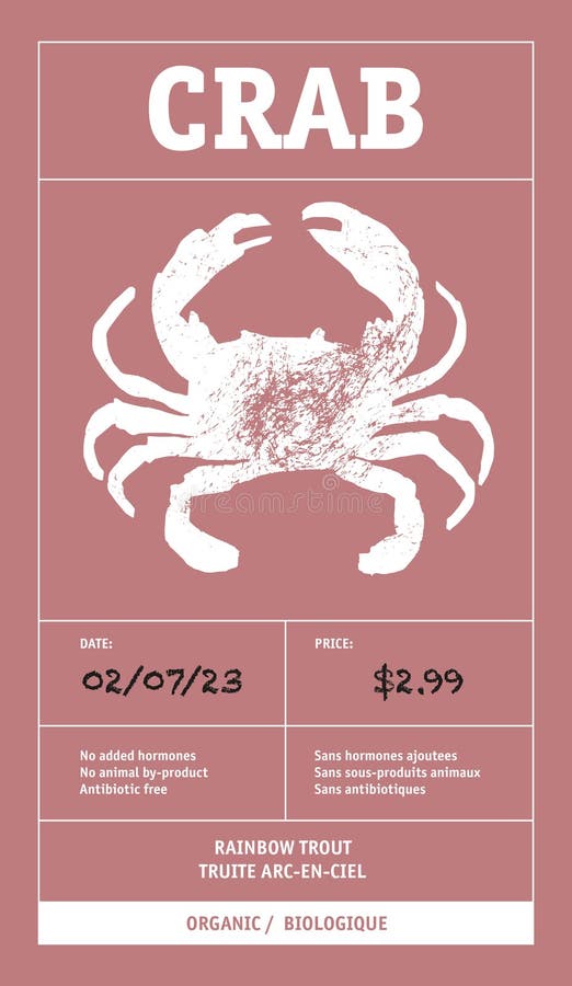 Crab Abstract Vector Packaging Labels Design Set. Stock Vector ...