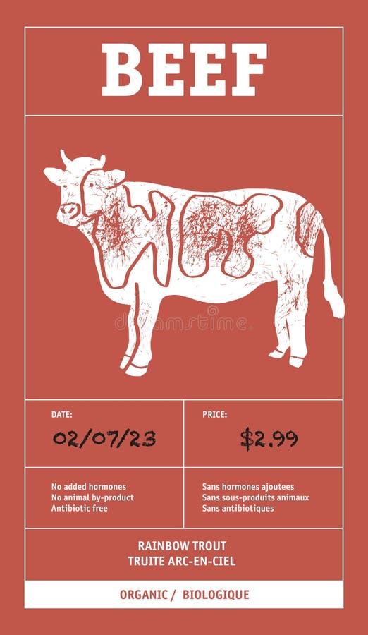 Modern Typography Banner, Hand Drawn Beef. Stock Vector - Illustration ...