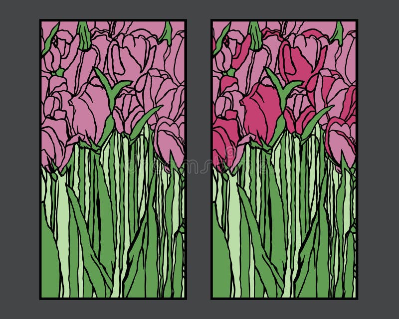 Abstract Vector Tulips in Stained Glass Style Stock Vector ...