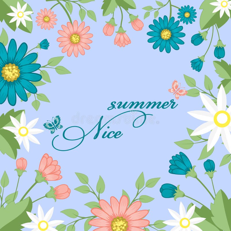 Bright Spring or Summer Floral Background. Stock Vector - Illustration ...