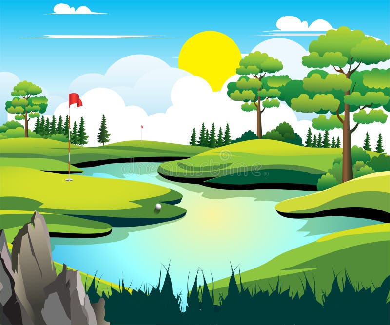 Golf course landscape, stock vector. Illustration of design - 320876964