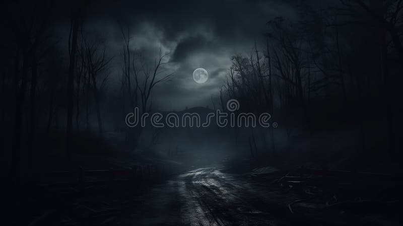 Creation. Genesis . Background of the Black Night Sky, the Full Moon ...