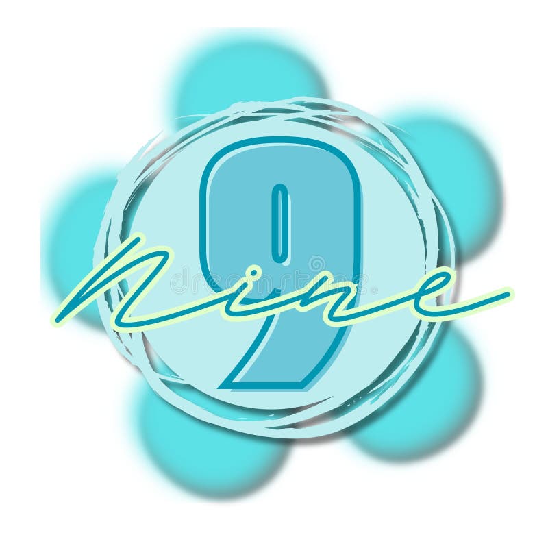 The Number Nine and the Word One on a Green Background in the Shape of ...