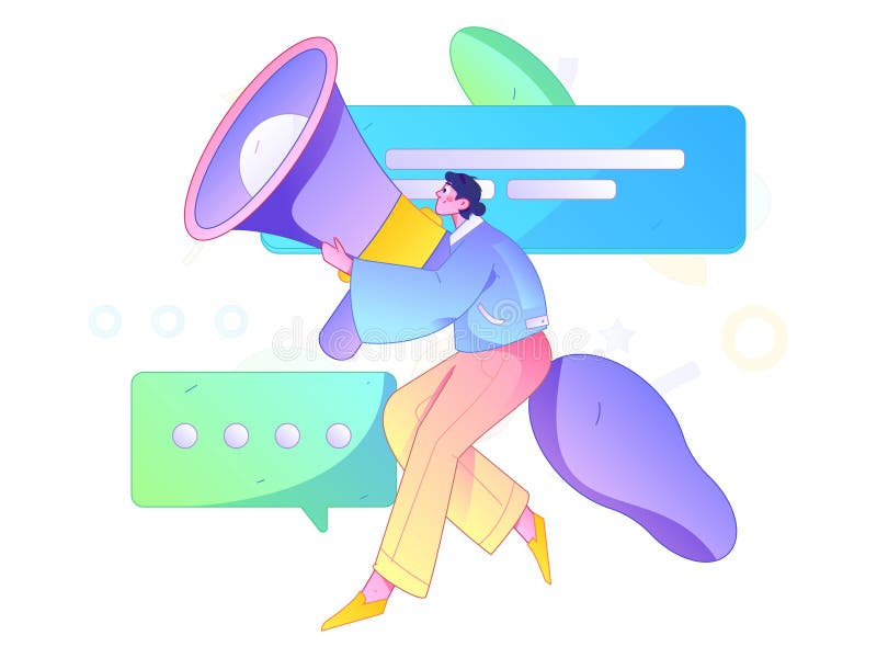 Notification Announcement Vector Creative Flat Hand Drawn Illustration ...