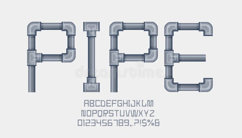 Water Pipe Alphabet Font Character Stock Vector - Illustration of icon ...