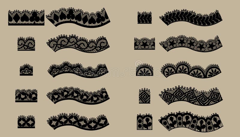 Set of Lace Trim Vectors. Jacquard Mesh Lace Fabric. Stock Vector ...