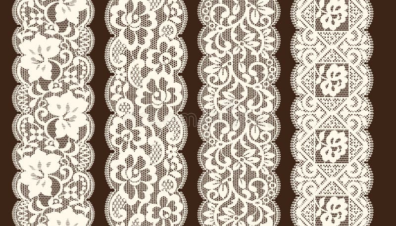 Set of Lace Trim Vectors. Jacquard Mesh Lace Fabric. Stock Vector ...