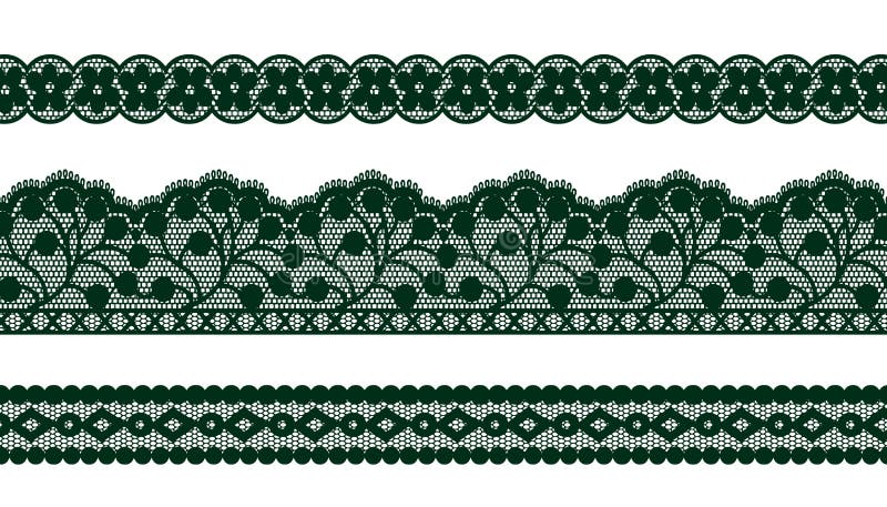 Green Trim Lace Ribbon. Jacquard Mesh Lace Fabric. Stock Vector ...