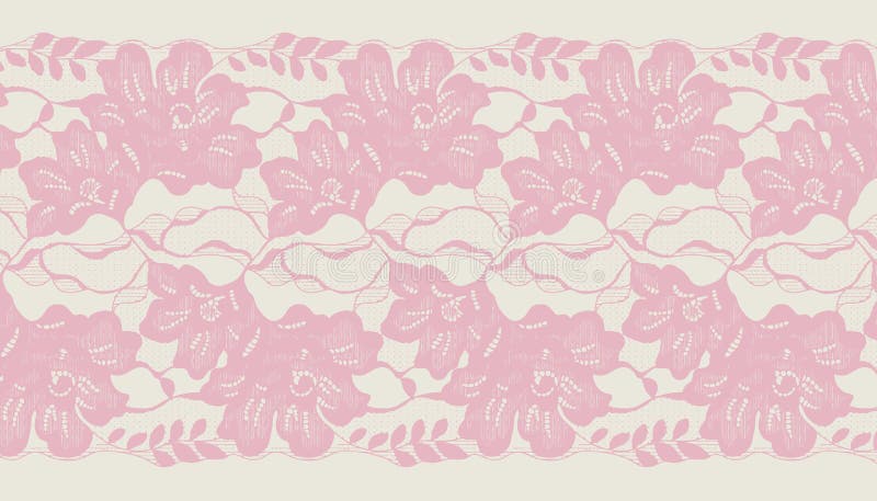 Wide Pink Lace Ribbon Trim with Big Flower Stock Vector - Illustration ...