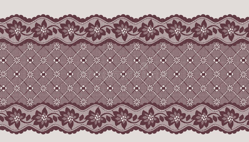 Wide Lace Trim with Leaf. Vintage Style. Stock Vector - Illustration of ...