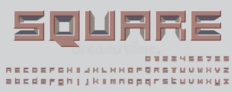 Blocky Square Fonts. Alphabet Letters and Numbers. Eps10 Vector. Stock ...