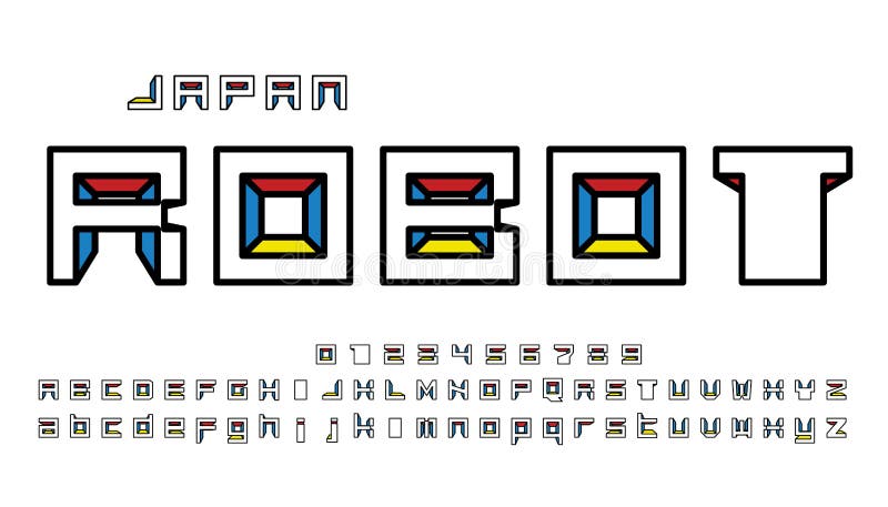 Japanese Robot Style Font. Eps10 Vector. Stock Vector - Illustration of ...