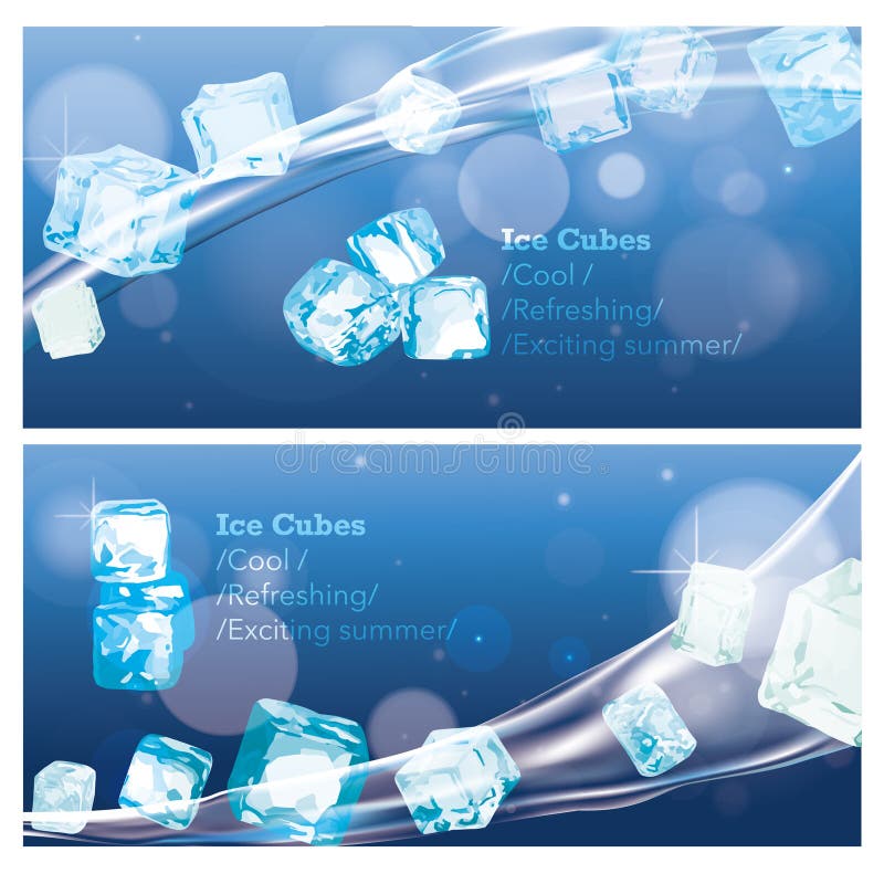 Illustration Hand Drawn Summer Cool and Refreshing Ice Cube Banner ...