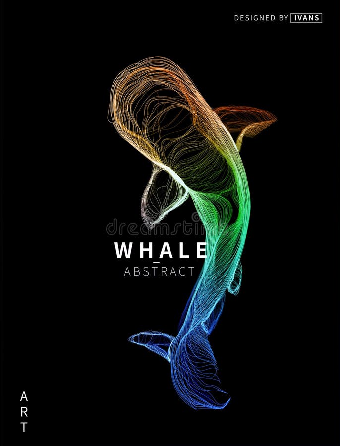 Abstract Vector Illustration of Whale , Draw Line Art Style. Stock ...