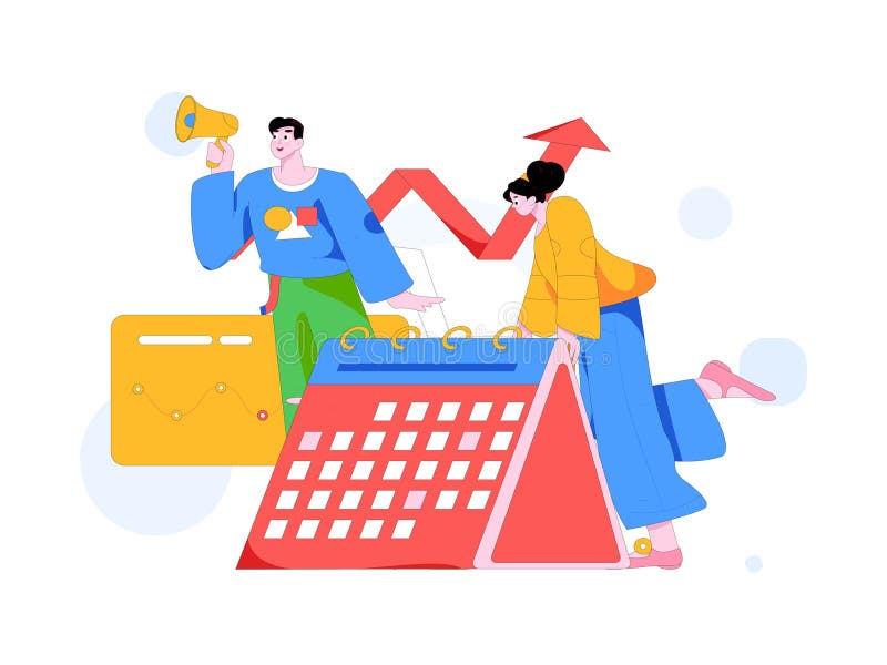 Flat Vector Illustration of Business People Operating Work Scene Stock ...