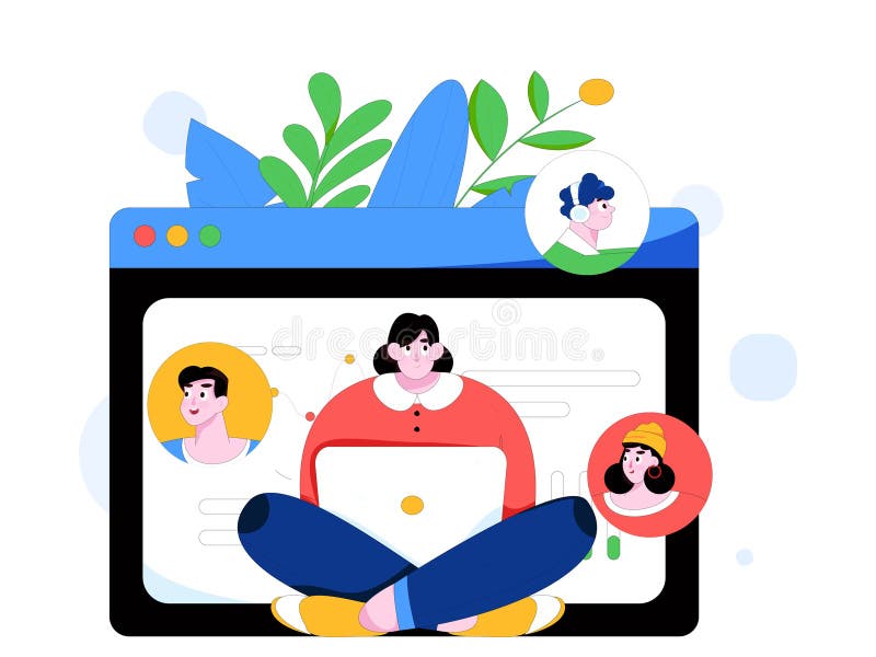 Flat Vector Illustration of Business People Operating Work Scene Stock ...