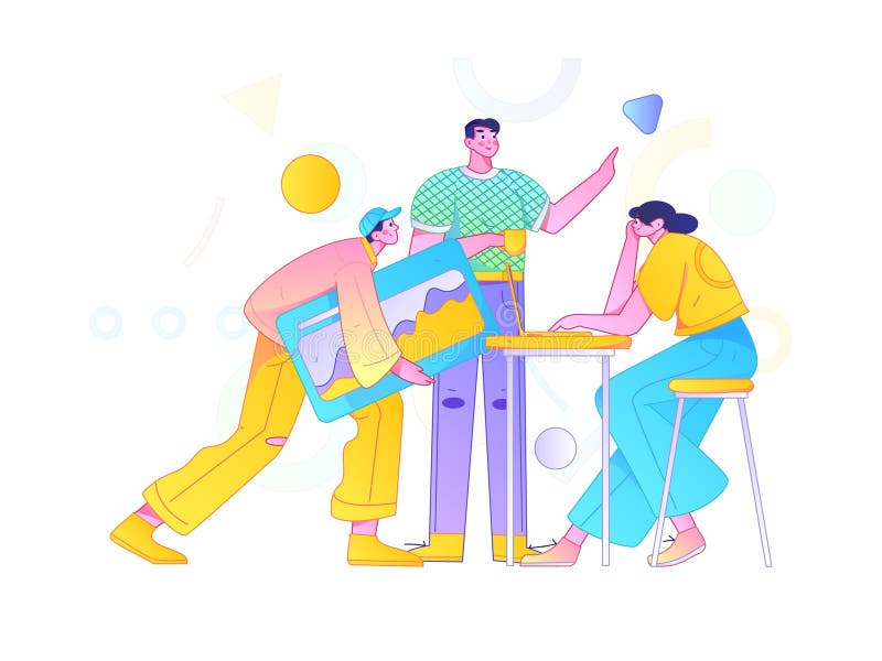 Flat Vector Illustration of Business People Operating Work Scene Stock ...