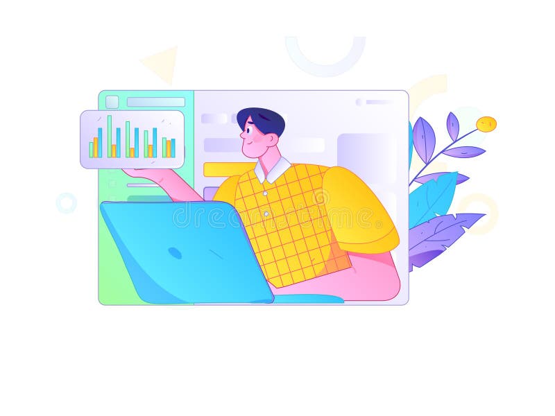 Flat Vector Illustration of Business People Operating Work Scene Stock ...