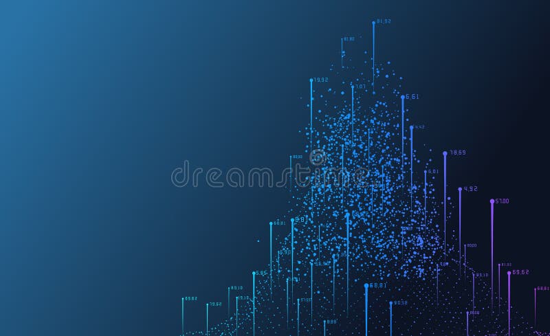 Abstract Digital Landscape with Particles Dots.Abstract Wire-frame ...