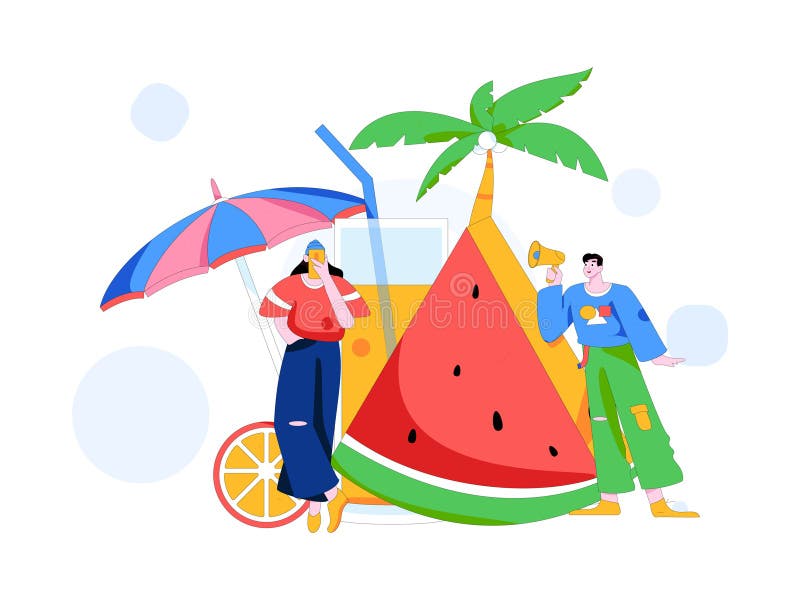Summer Characters daily Life Scene Illustration Stock Vector ...