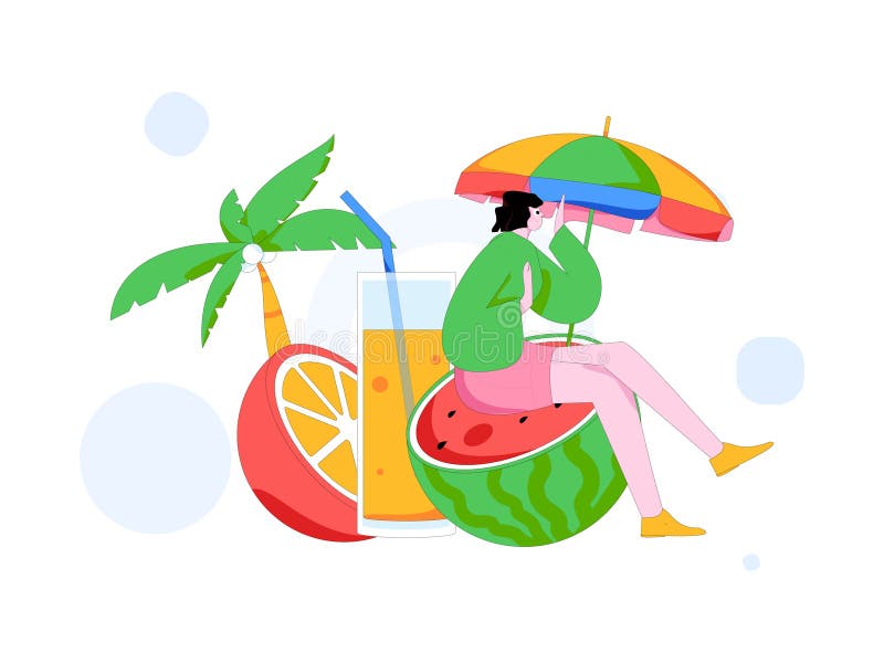 Summer Characters daily Life Scene Illustration Stock Vector ...