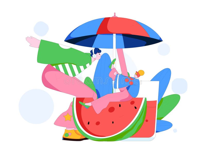 Summer Characters daily Life Scene Illustration Stock Vector ...