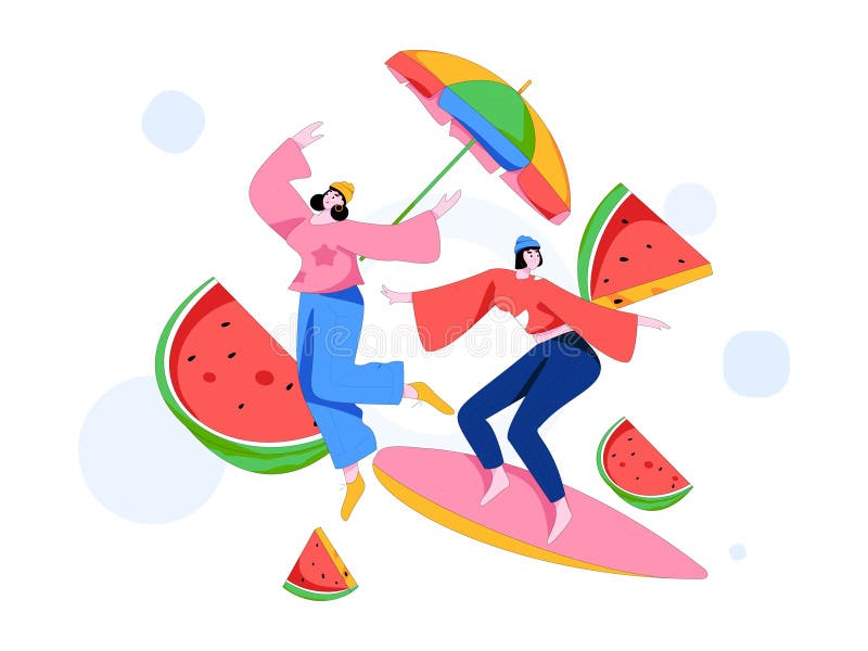 Summer Characters daily Life Scene Illustration Stock Vector ...