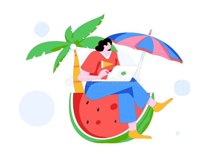 Summer Characters daily Life Scene Illustration Stock Vector ...