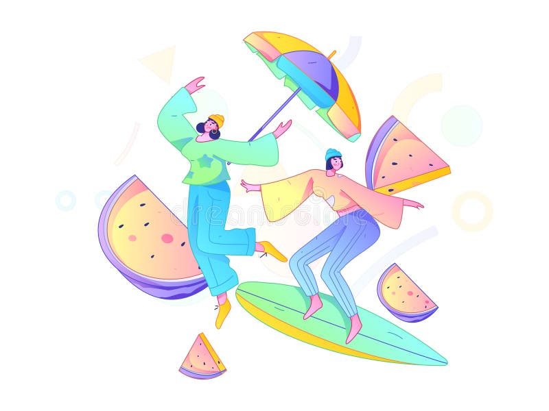 Summer Characters daily Life Scene Illustration Stock Vector ...