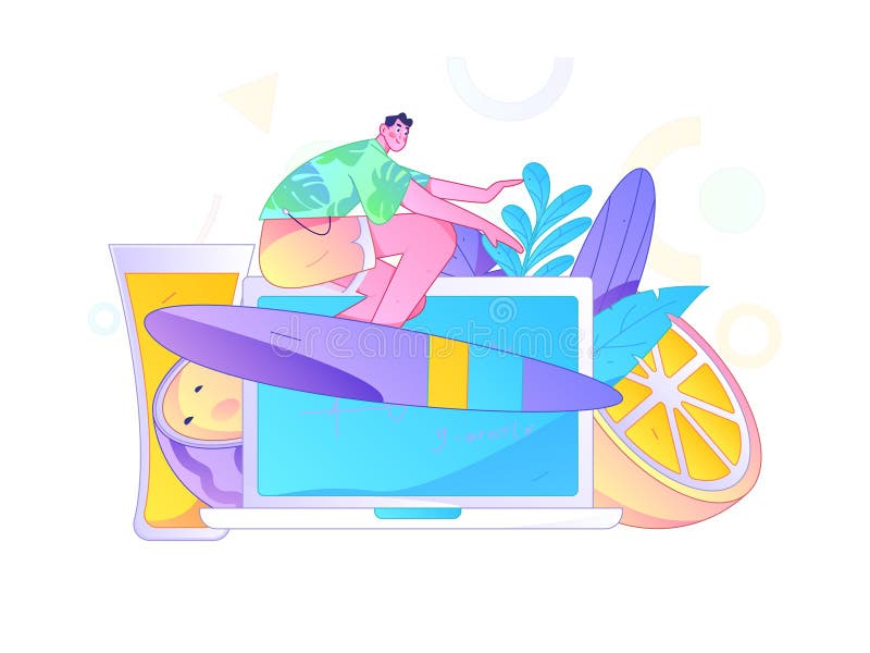 Summer Characters daily Life Scene Illustration Stock Vector ...