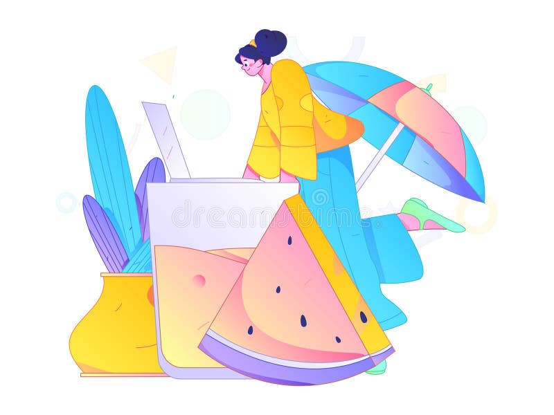 Summer Characters daily Life Scene Illustration Stock Vector ...