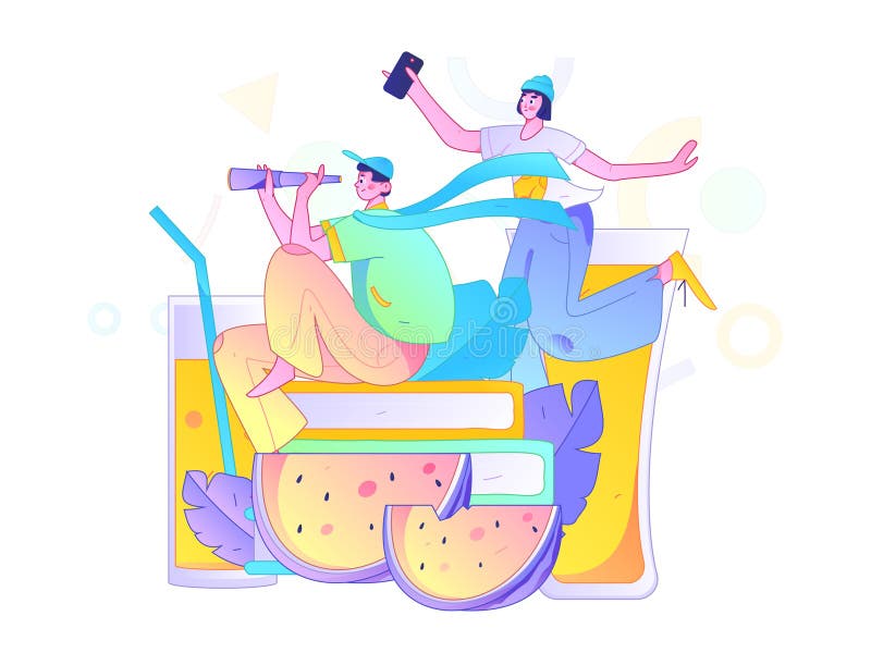 Summer Characters daily Life Scene Illustration Stock Vector ...