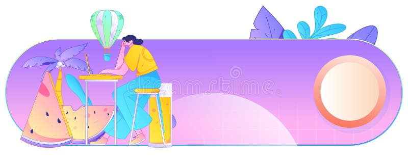 Summer Characters daily Life Scene Illustration Stock Vector ...