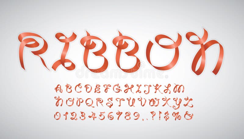 Red Ribbon Alphabet of Paper Folding. Stock Vector - Illustration of ...