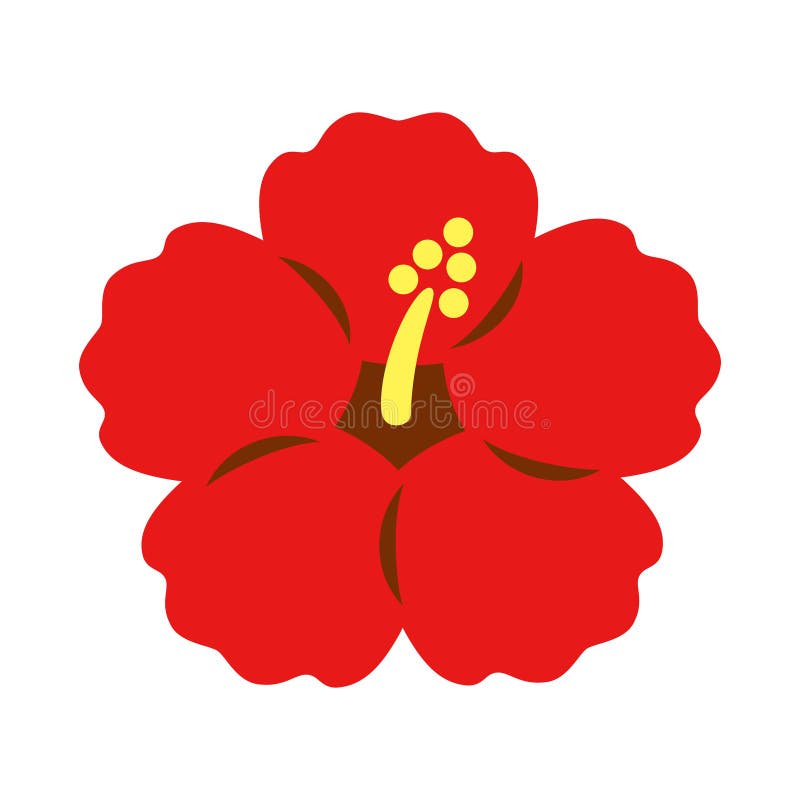 Red Hibiscus, Simple Icon, Illustration Stock Image - Illustration of ...